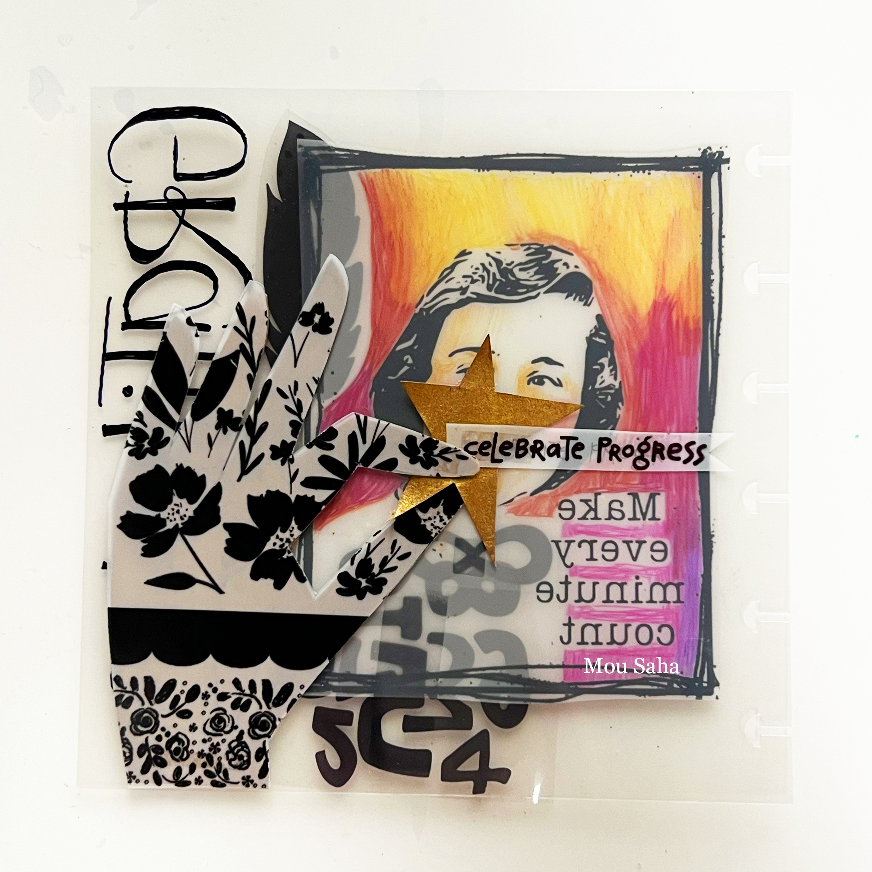 Grafix December Journal Page with Double Tack and Whimsical Floral Dura ...