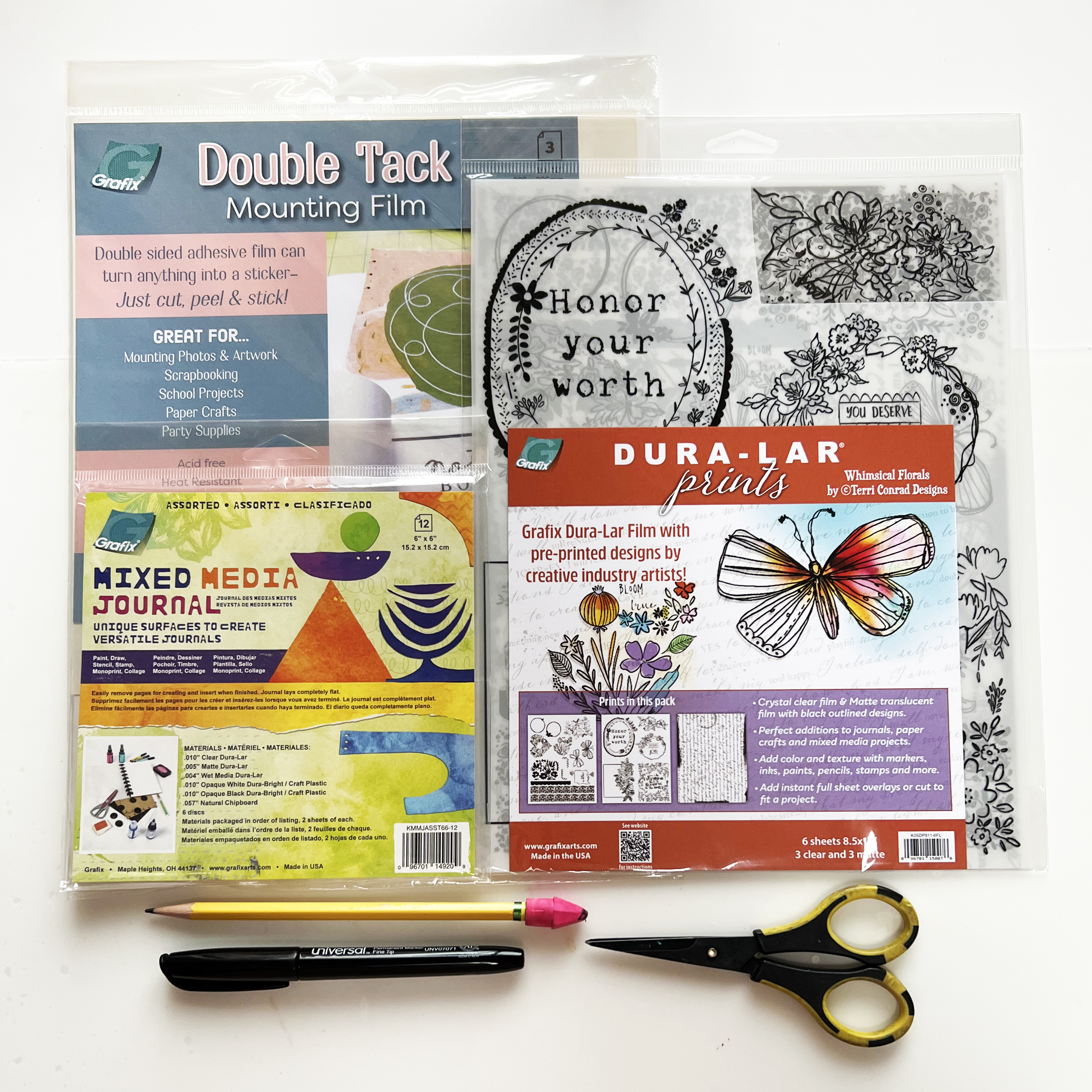 Grafix December Journal Page with Double Tack and Whimsical Floral Dura ...